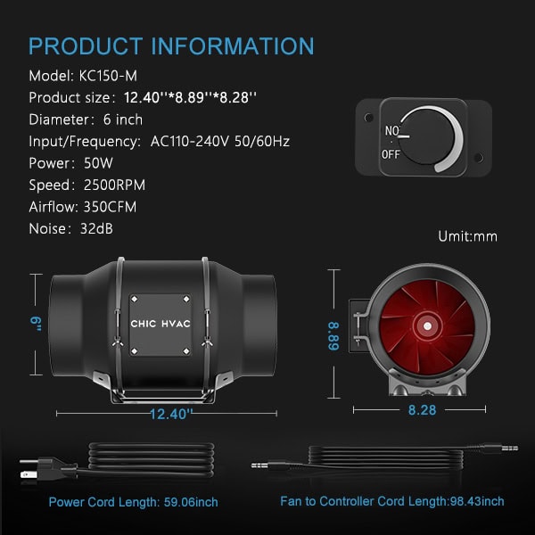 EC Inline Fan With Stepless Speed - ECvents Shop