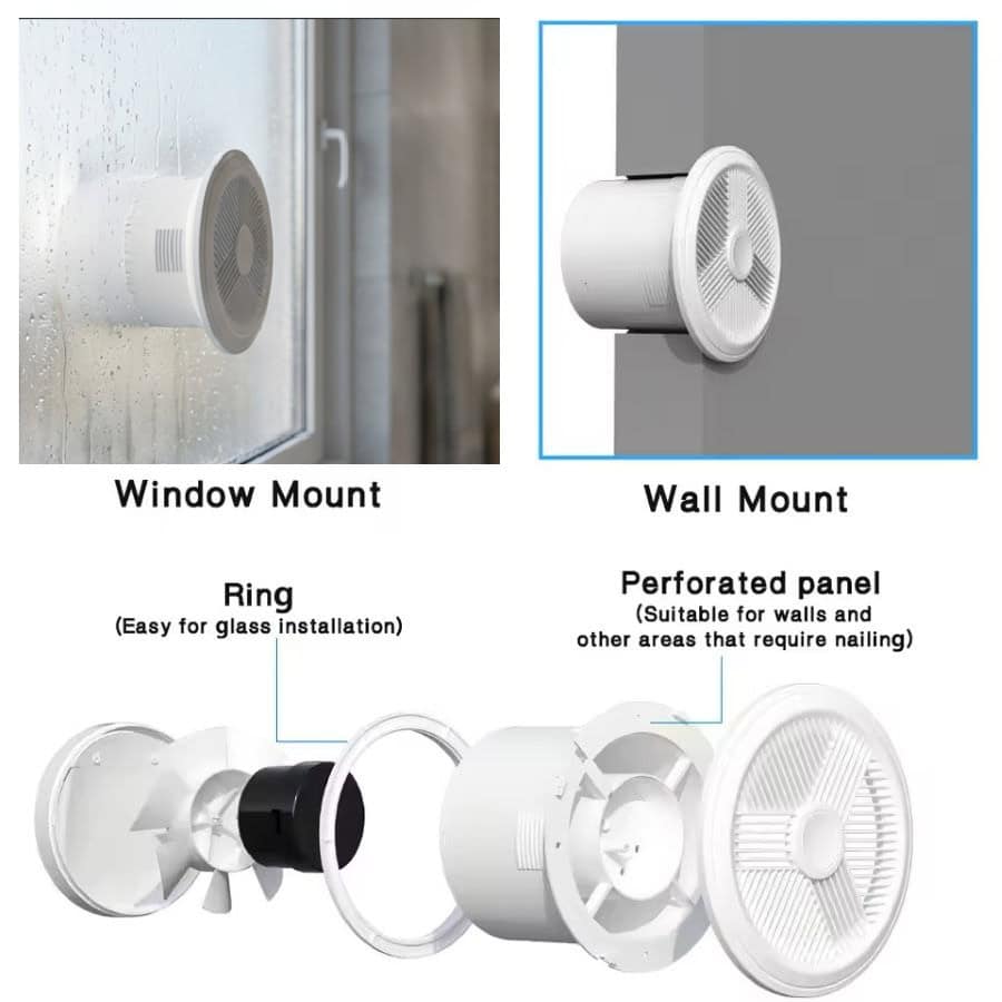 KCvents Window & Wall Mount Bathroom Exhaust Fan with Remote Control ...